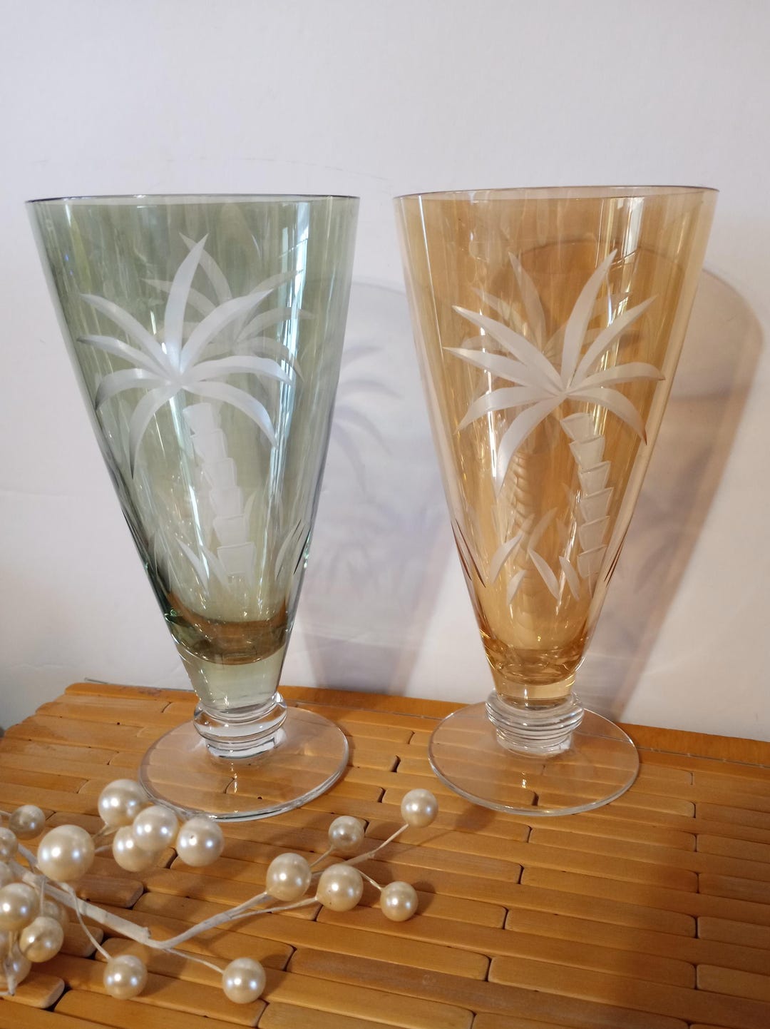 Vtg Lenox British Colonial Scenic Collection Etched Palm Tree Iced Tea ...