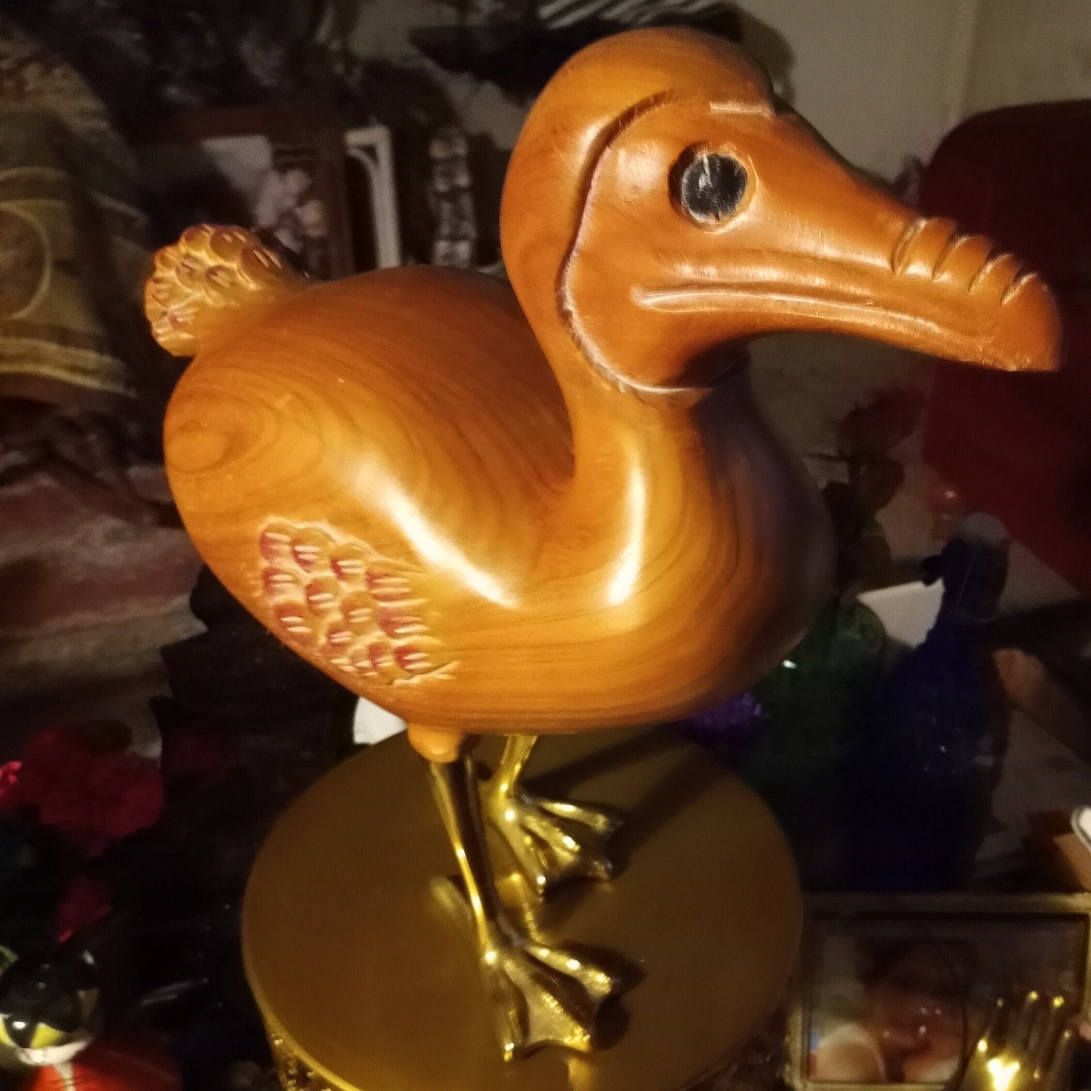 Handcarved Teak Wood Dodo Bird Sculpture: Gold Gilded Legs, 1980s - Etsy