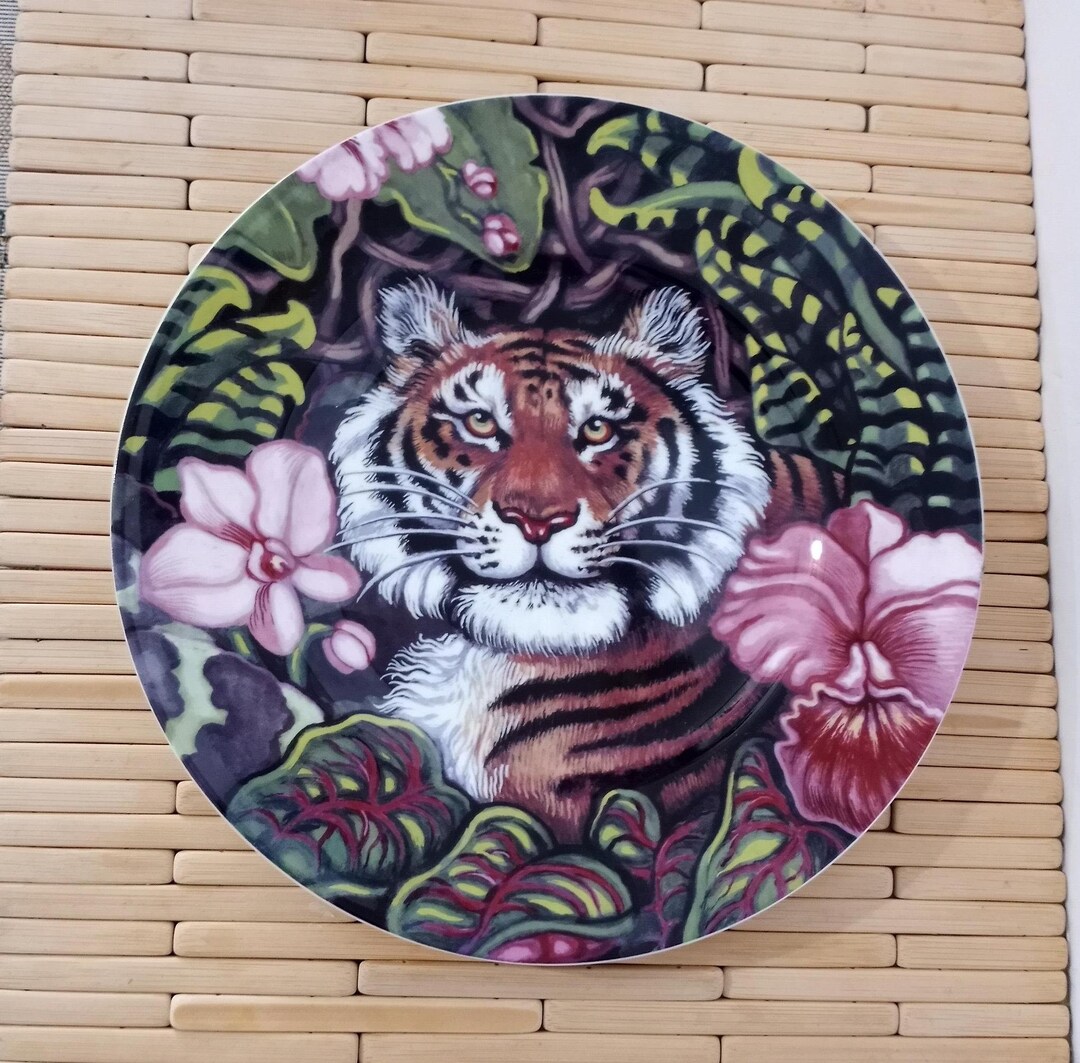 Fitz and Floyd Bone China Tiger Plate: Exotic Jungle Decor - Etsy