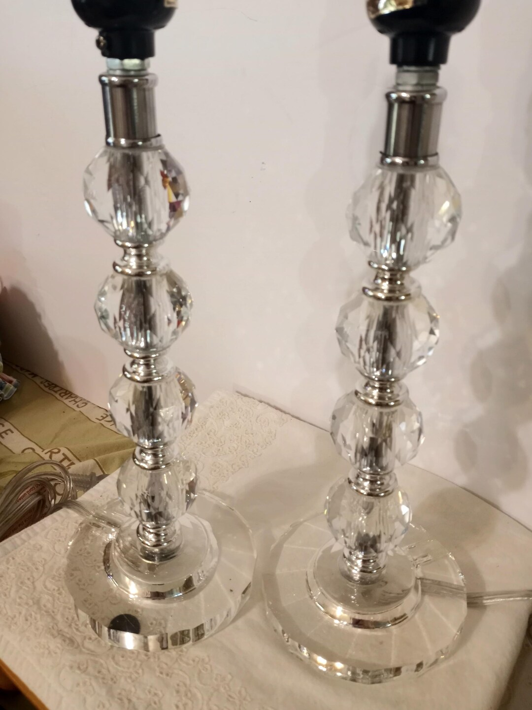 Vintage 24% Lead Crystal Ball Table Lamps, Set of 2 - Etsy