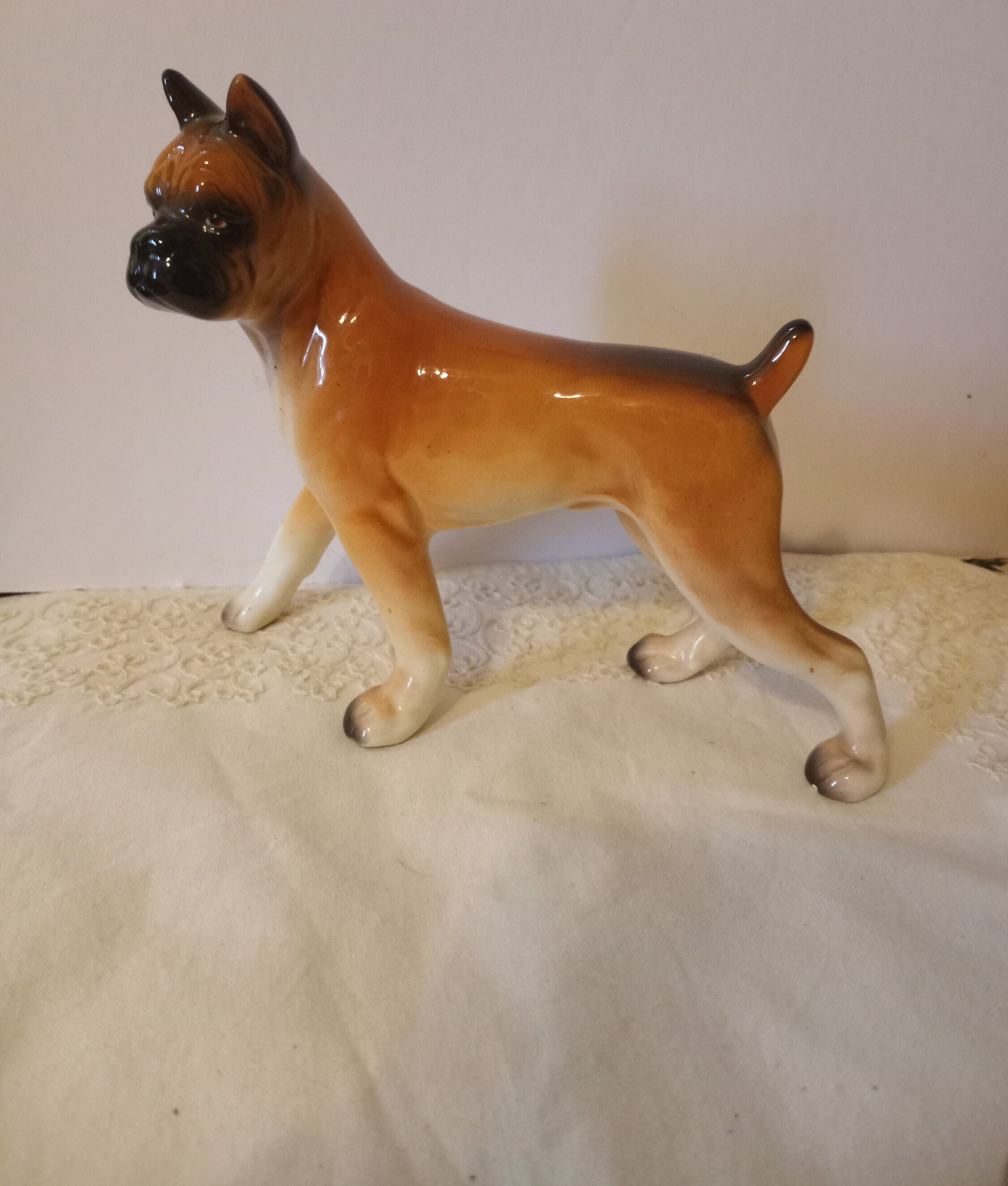 Antique Large Hand-painted Porcelain Boxer Dog Figurine Made - Etsy