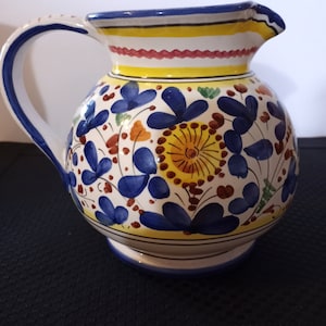 Vintage Classic Arabesco Blue Italian Deruta Majolica Pottery Pitcher ...