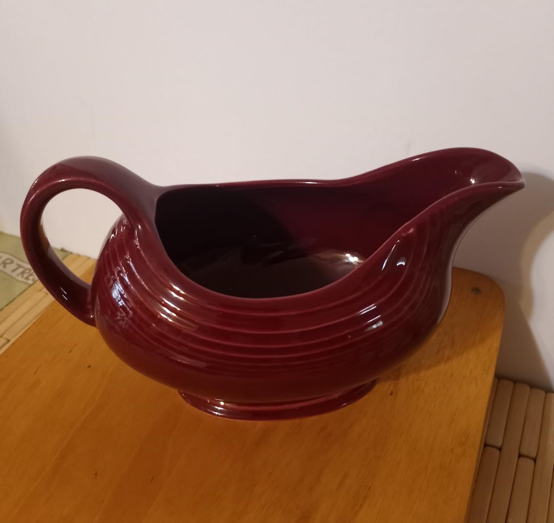 Vtg Fiesta Cinnabar Burgundy Gravy Boat, Sauce Boat, Fiestaware, Homer ...