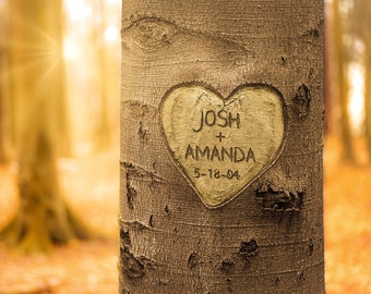 Carved Heart Tree - Etsy