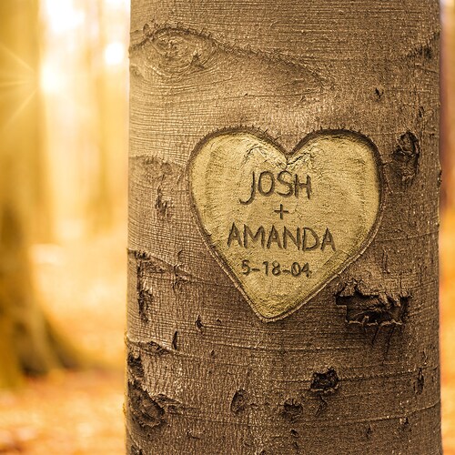 Personalized Carved Heart Tree Couples Gift Personalized - Etsy