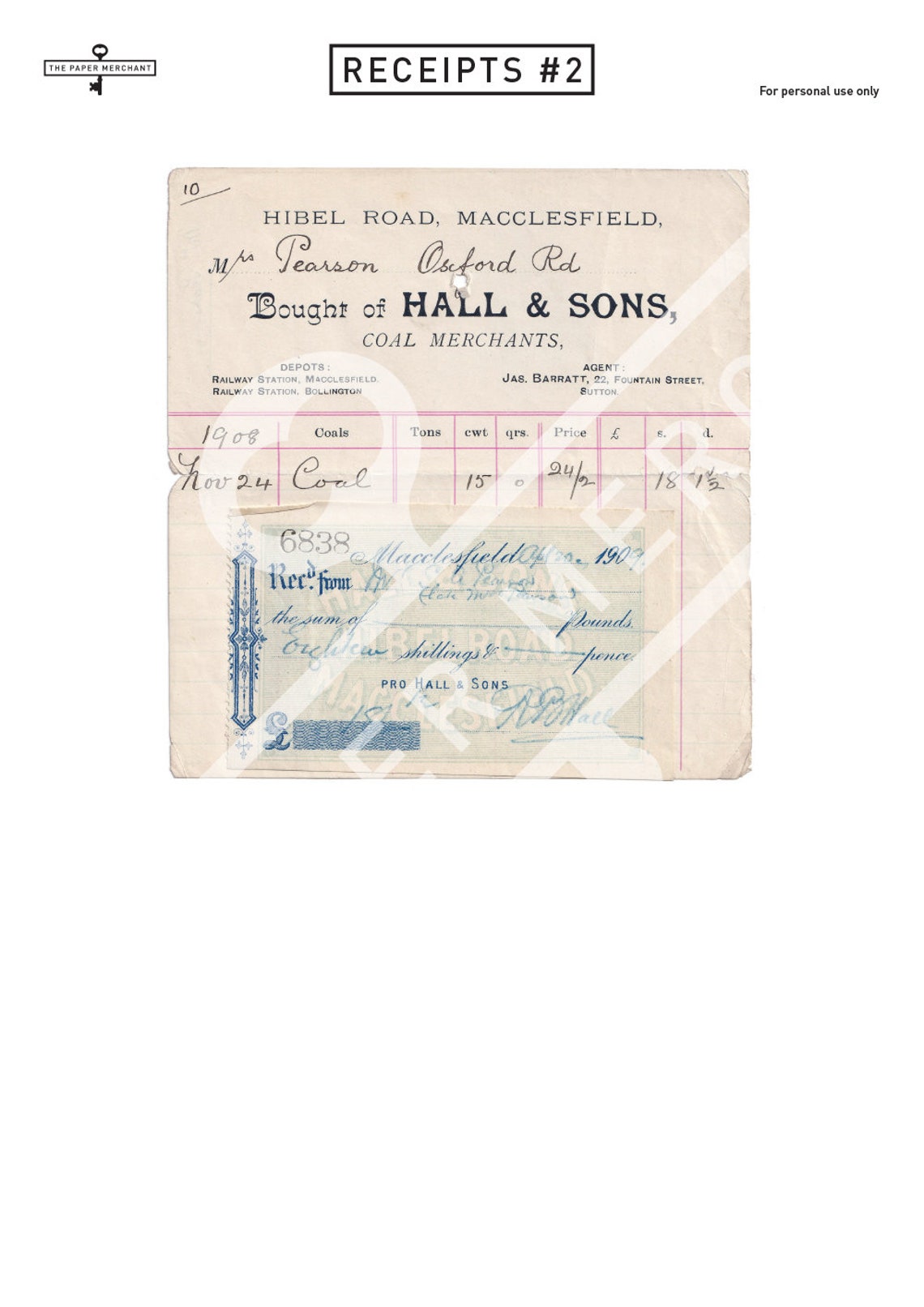 5 Vintage Receipts 2 Digital Download Printable Ephemera Collage ...