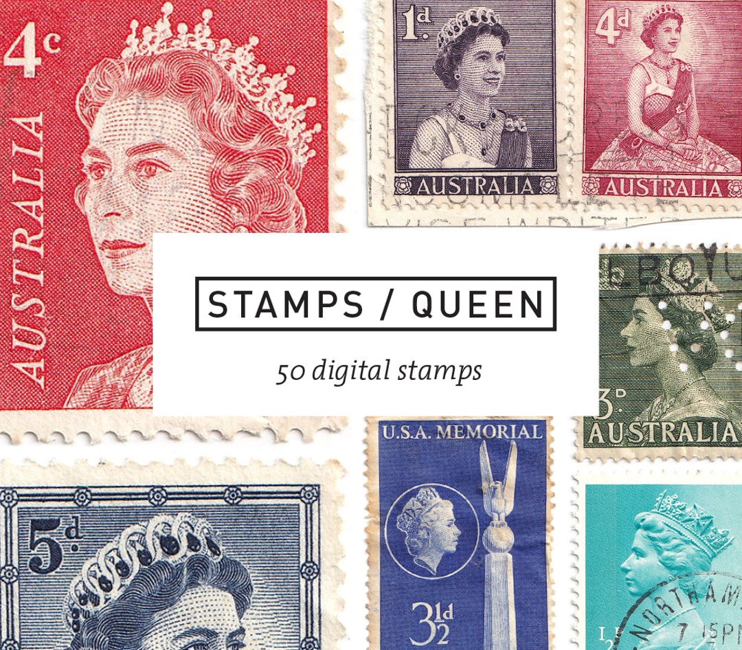 50 Vintage Queen Elizabeth II Postage Stamps - Digital Download ...