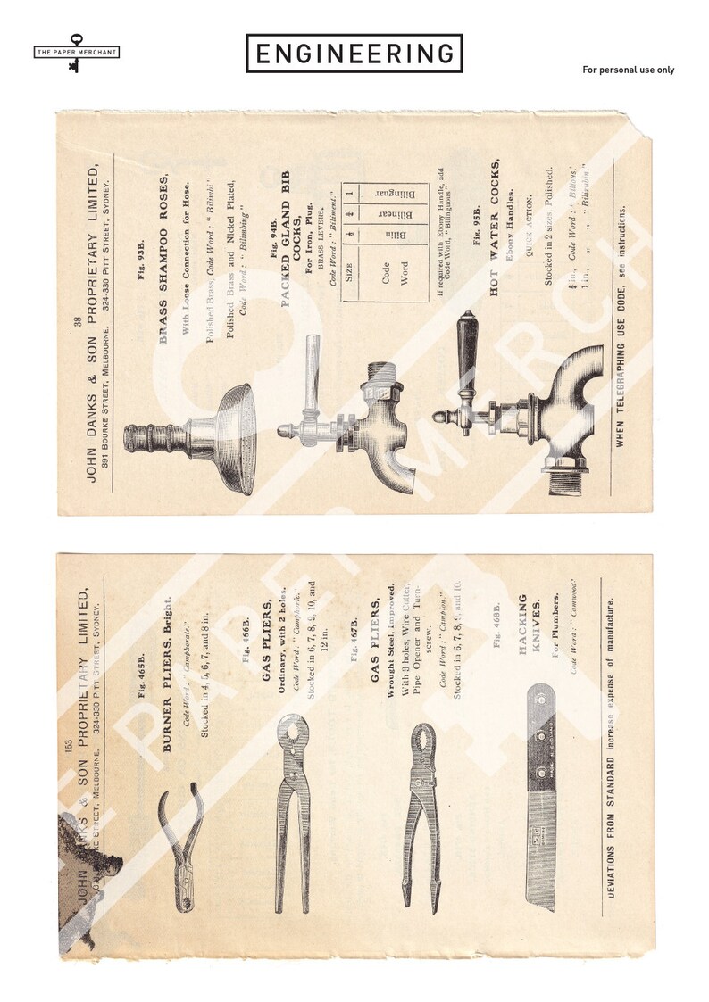 18 Vintage Engineering Book Pages Digital Download Printable Ephemera ...