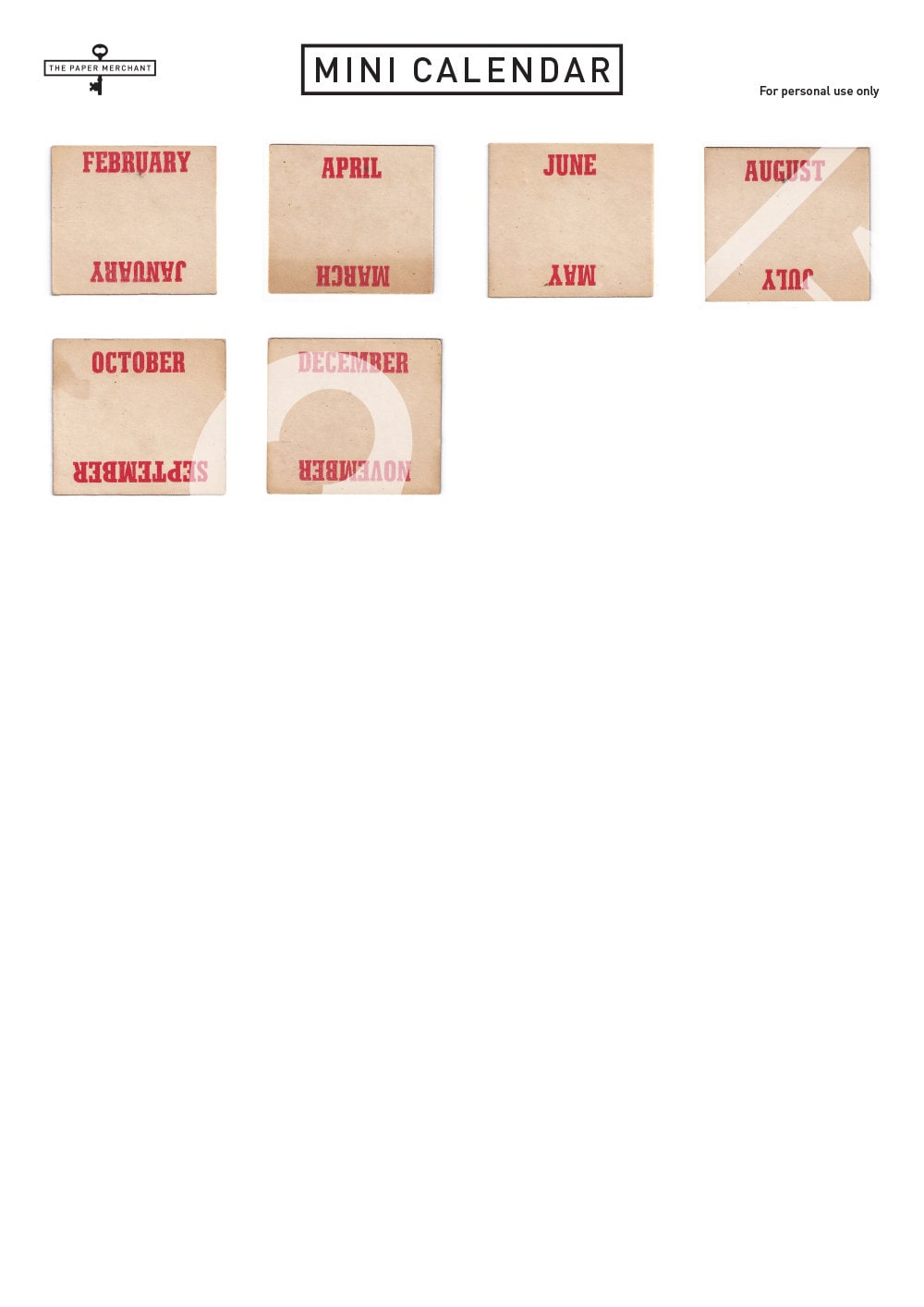 Vintage Mini Calendar Numbers & Months - Digital Download Printable ...