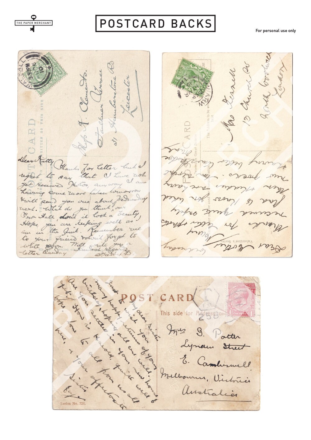 12 Vintage Postcard Backs - Digital Download Printable - Ephemera Collage Assemblage Art Junk ...