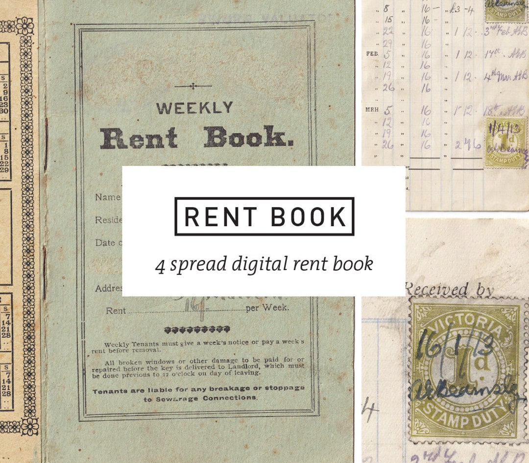 1 Vintage Rent Book - Digital Download Printable - Ephemera Collage ...