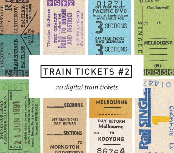 20 Vintage Train Tickets 2 Digital Download Printable | Etsy