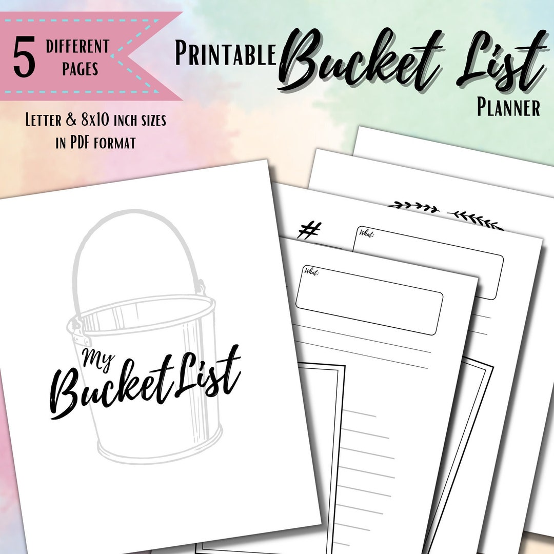 Bucket List Planner, Printable Digital Download PDF Format, Travel Life ...