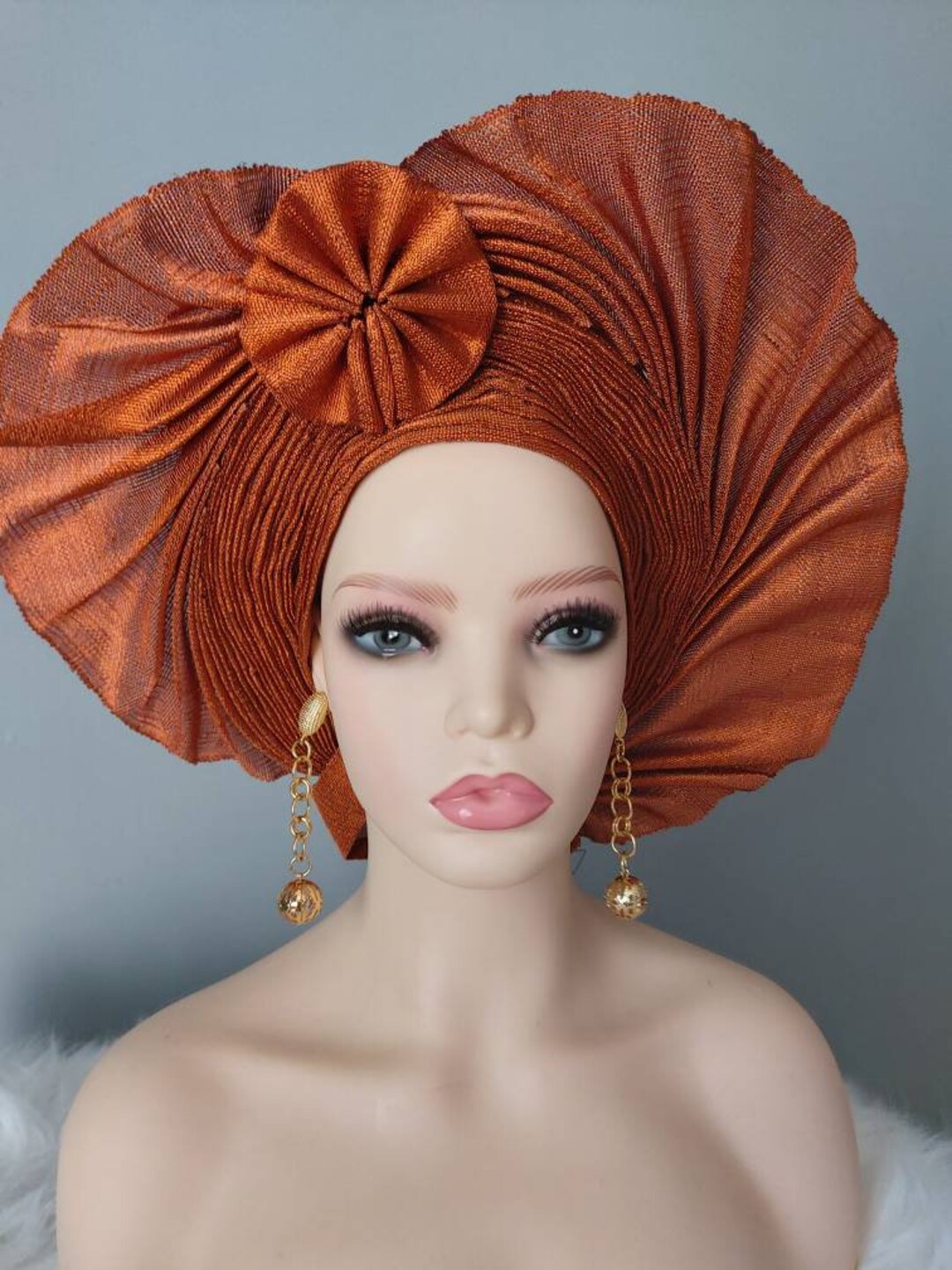 Aso Oke Auto Gele, Pre Tied Wedding Gele, Turban Headwrap, Ready Made ...