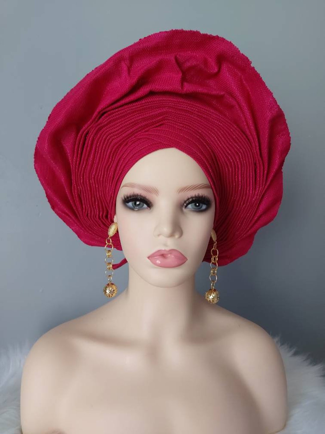 Aso Oke Auto Gele, Pre Tied Wedding Gele, Turban Headwrap, Ready Made ...