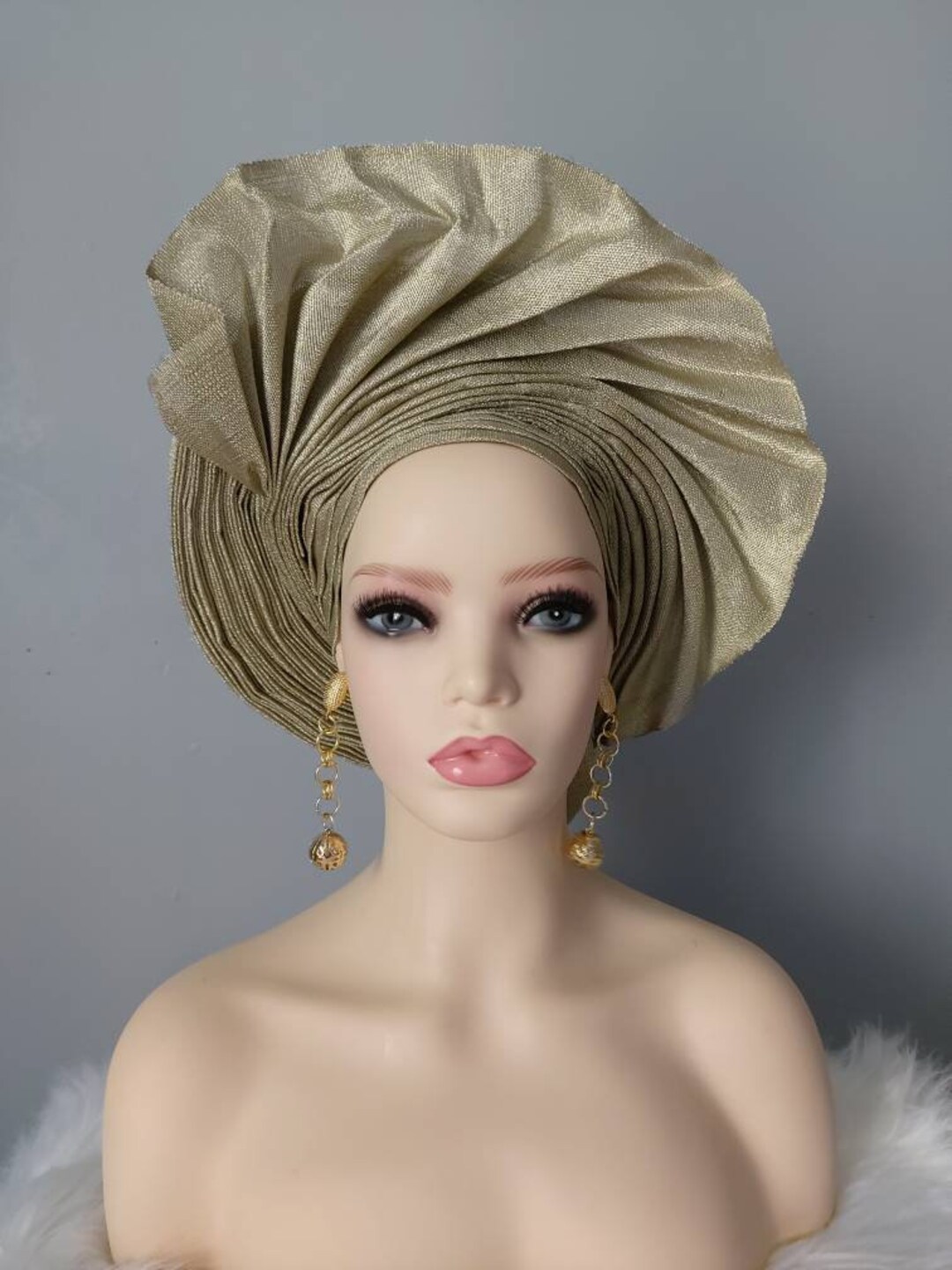 Aso Oke Auto Gele, Pre Tied Wedding Gele, Turban Headwrap, Ready Made ...