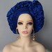Royal Blue Aso Oke Auto Gele, Pre Tied Wedding Gele, Turban Headwrap ...