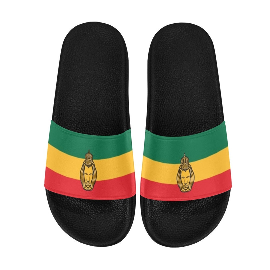 Lion of Judah Sandals Rasta Lion Flag Sliders Rastafari Flag - Etsy