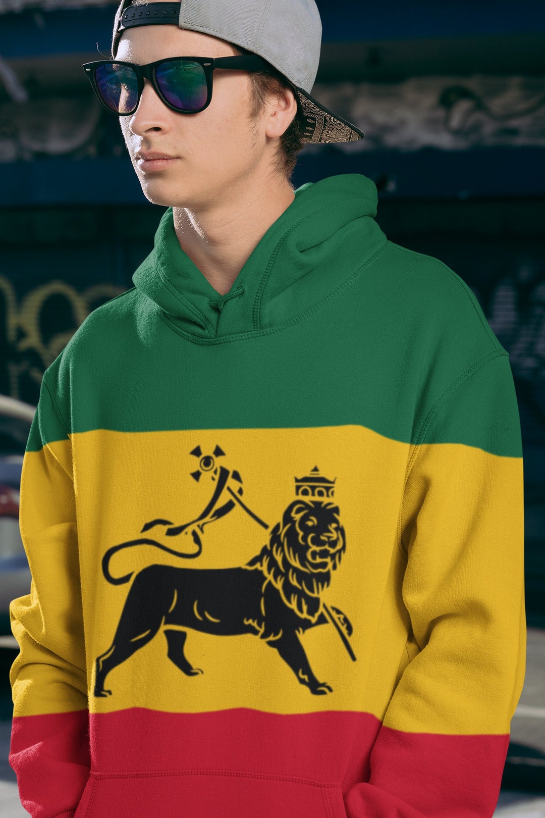 Rasta Man Lion of Judah Hoodie Roots and Reggae Festival Hoodie Rasta Man Clothing Rasta Hoodie ...