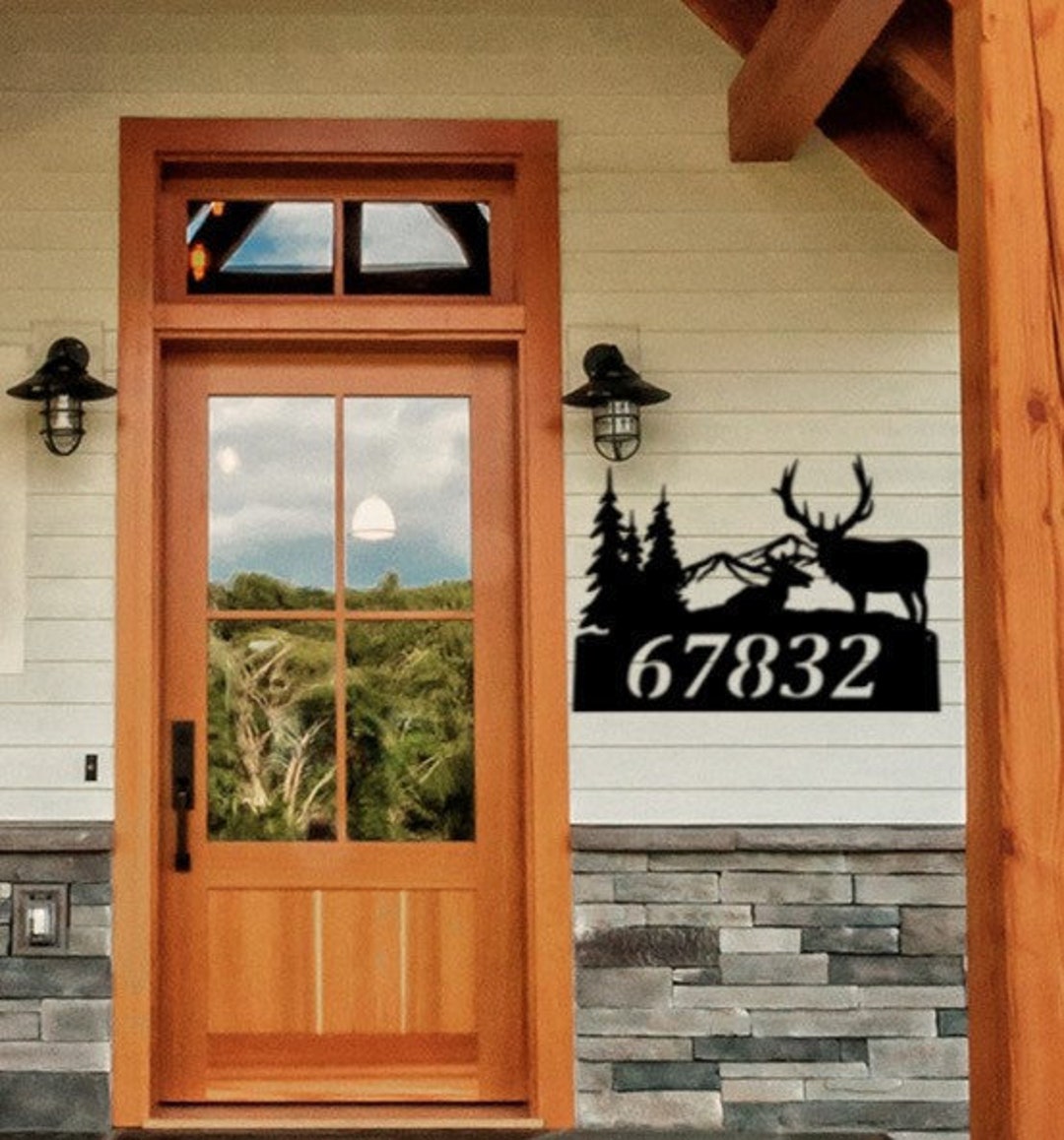 Custom Elk Address Sign: Mountain House Decor, Personalized Metal Art ...