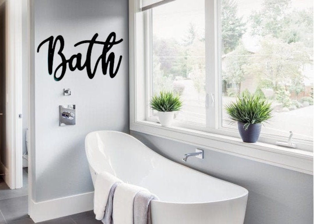 Bath Sign Bath Metal Sign Bathroom Metal Word Bathroom Decor Bathtub - Etsy