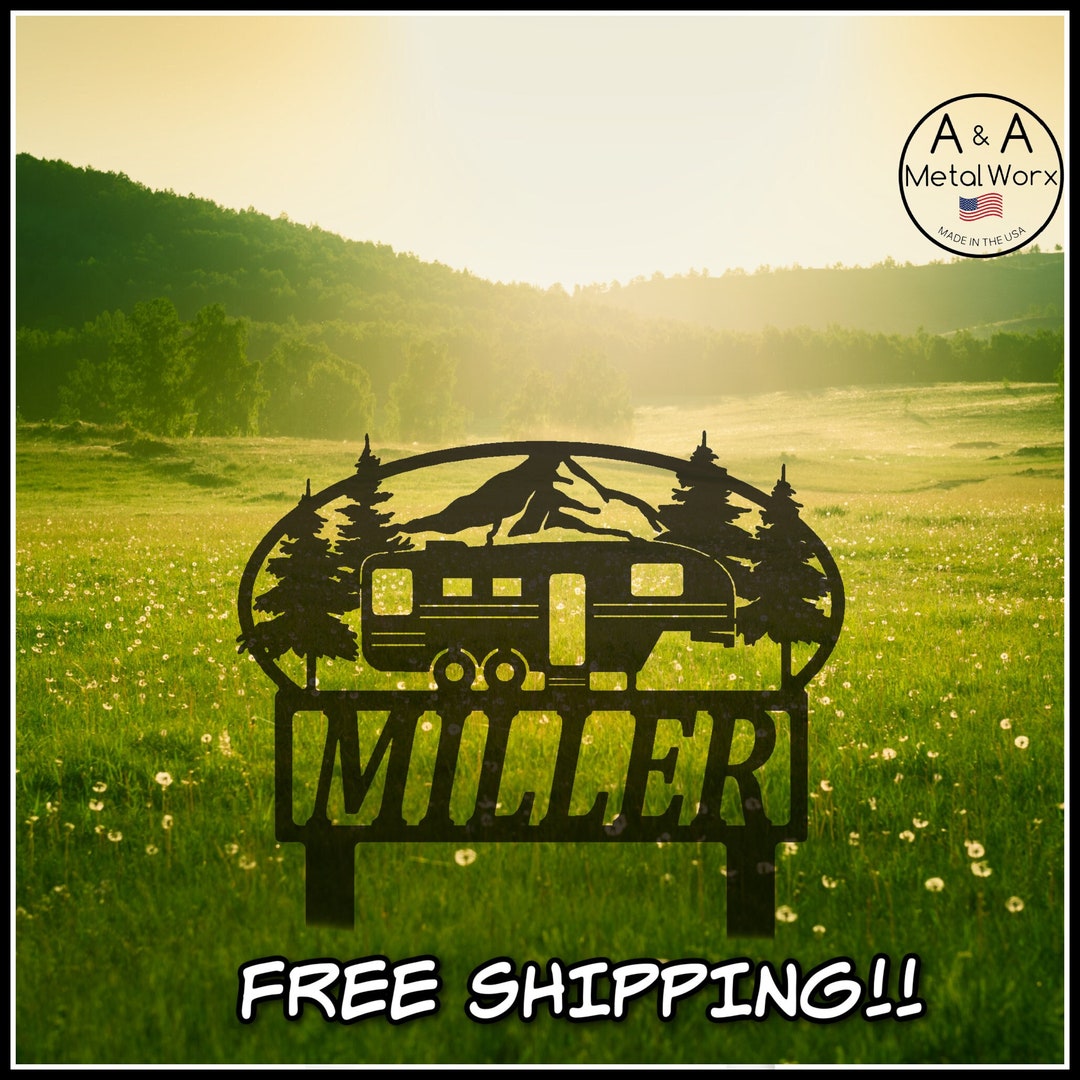 Personalized 5th Wheel Trailer Camping Sign: Metal Campground Welcome ...