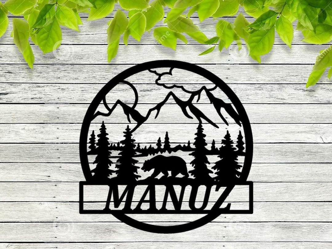 Metal Bear Monogram Sign Custom Camping Personalized Outdoor Monogram ...