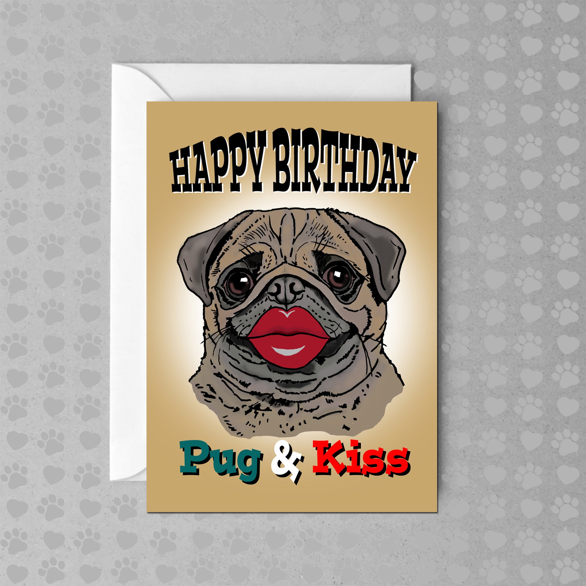 Pug & Kiss | Funny Dog Card | Birthday Card | Blank Card - Etsy