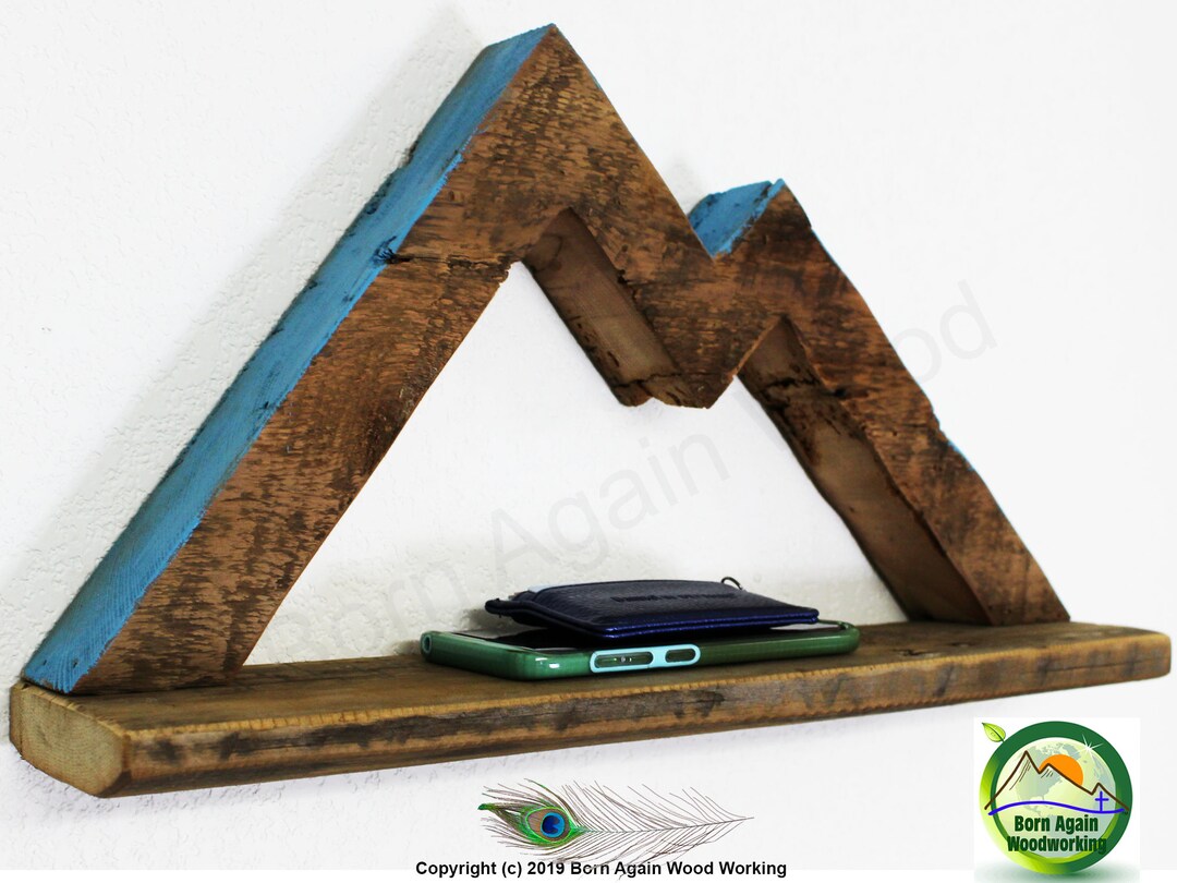 Shelf Mountain Shape Shelf Rustic Wood Shelf Shelf Shaped Like ...