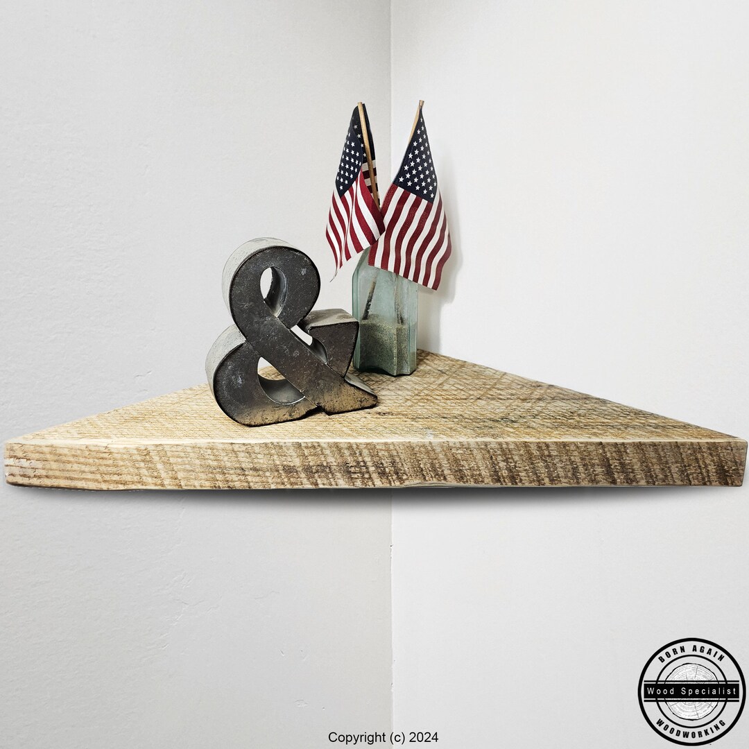 Floating Corner Shelf Natural Corner Shelf Circular Sawn Thick Shelves ...