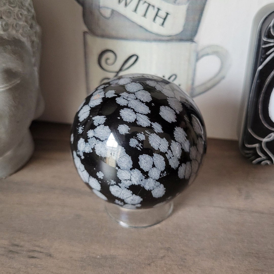 2.2 Snowflake Obsidian Carved Crystal Sphere 56mm 221g - Etsy