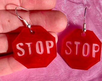 3D Printed Stop Sign Earrings - Etsy