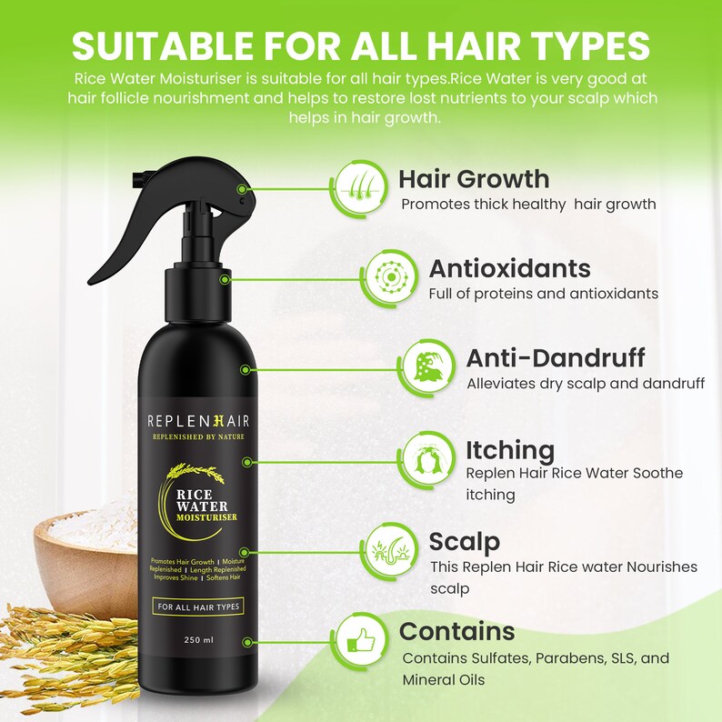 Replenhair Rice Water Moisturiser for Natural Hair Growth 100% - Etsy