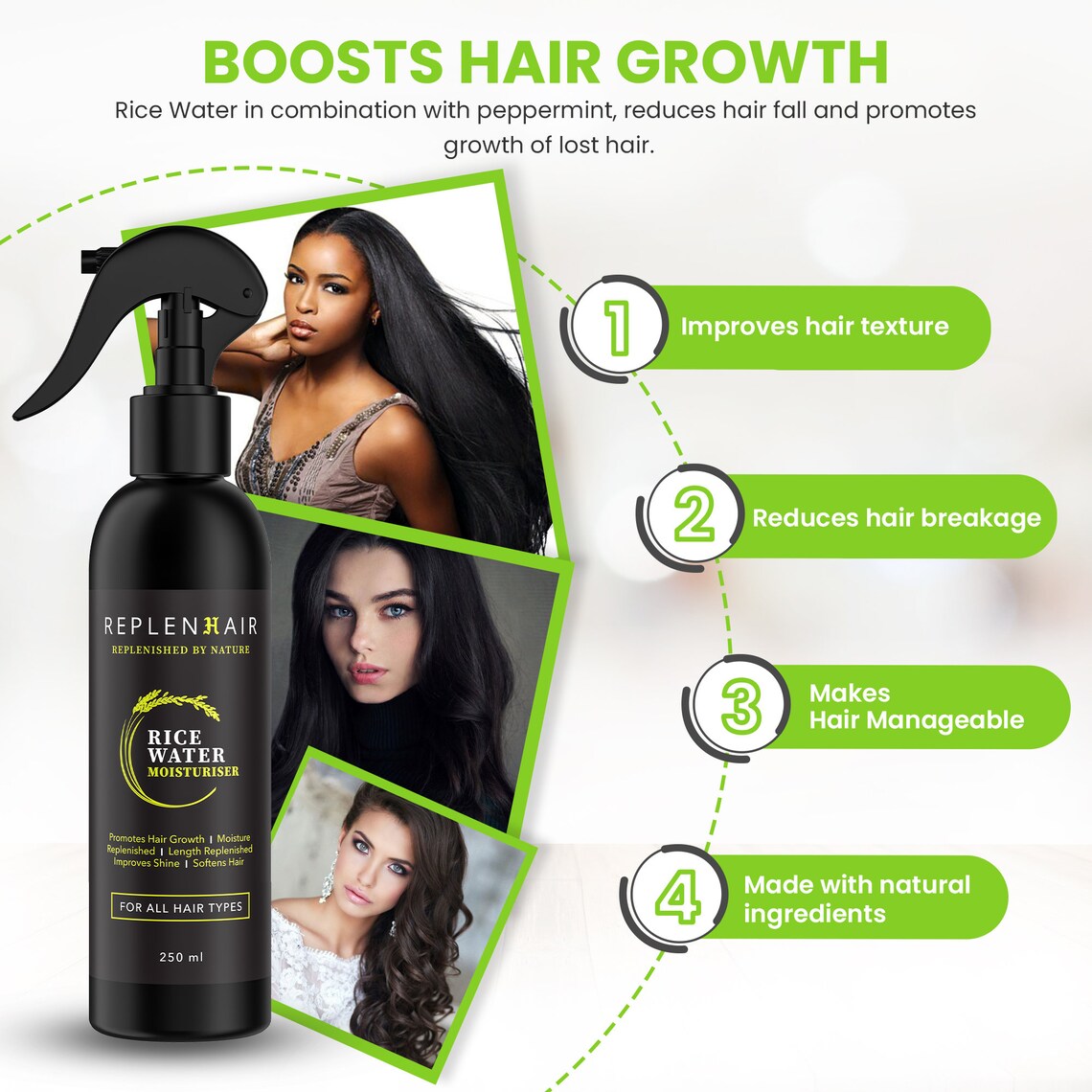 Replenhair Rice Water Moisturiser for Natural Hair Growth 100% - Etsy