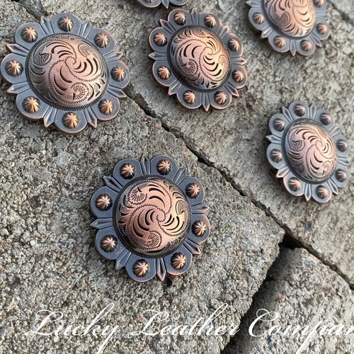 Copper Round Rope Edge Cowgirl Rose Gold Concho Western Horse - Etsy