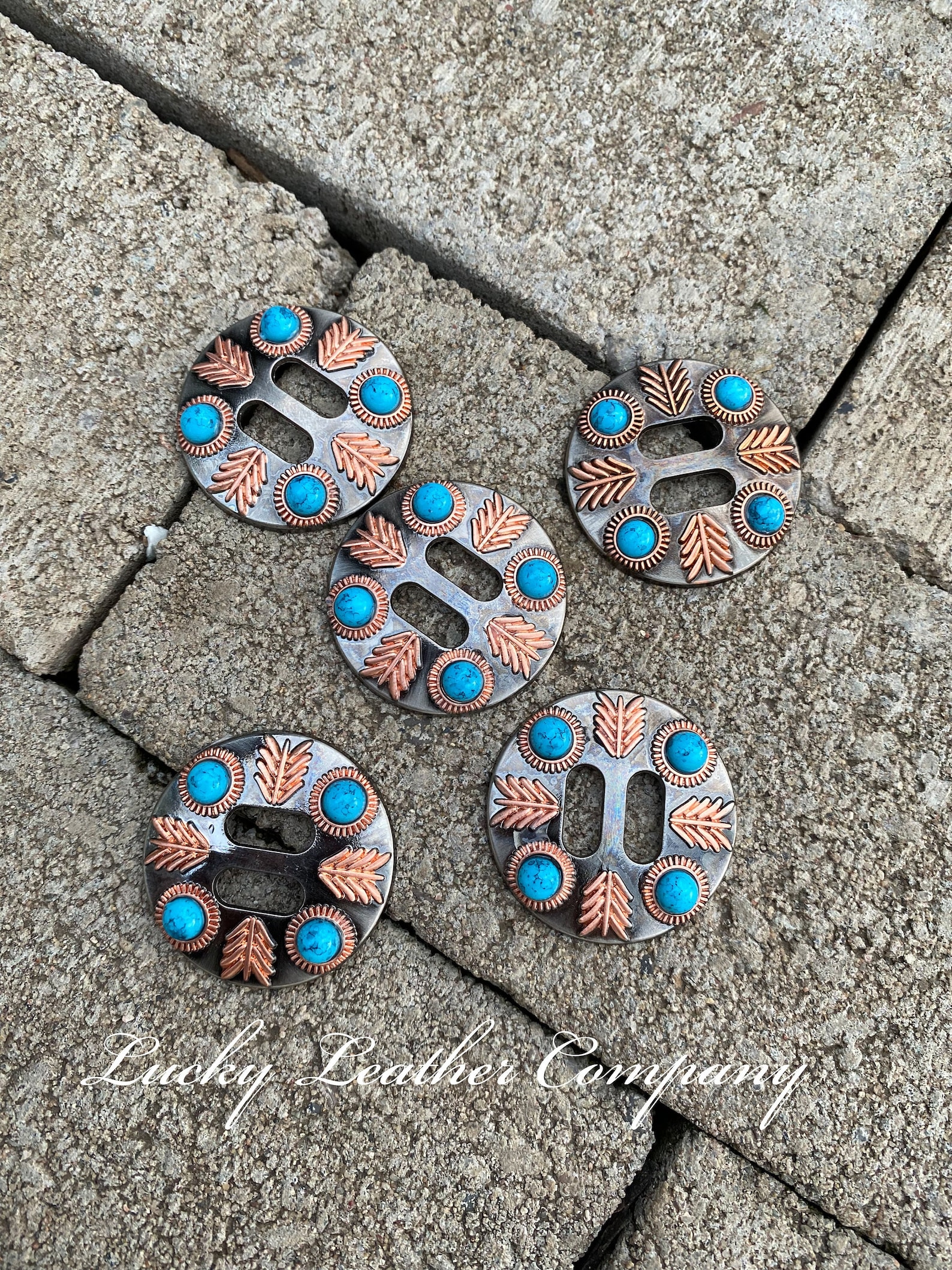 Turquoise Stone Slotted Conchos Western Conchos Tack - Etsy
