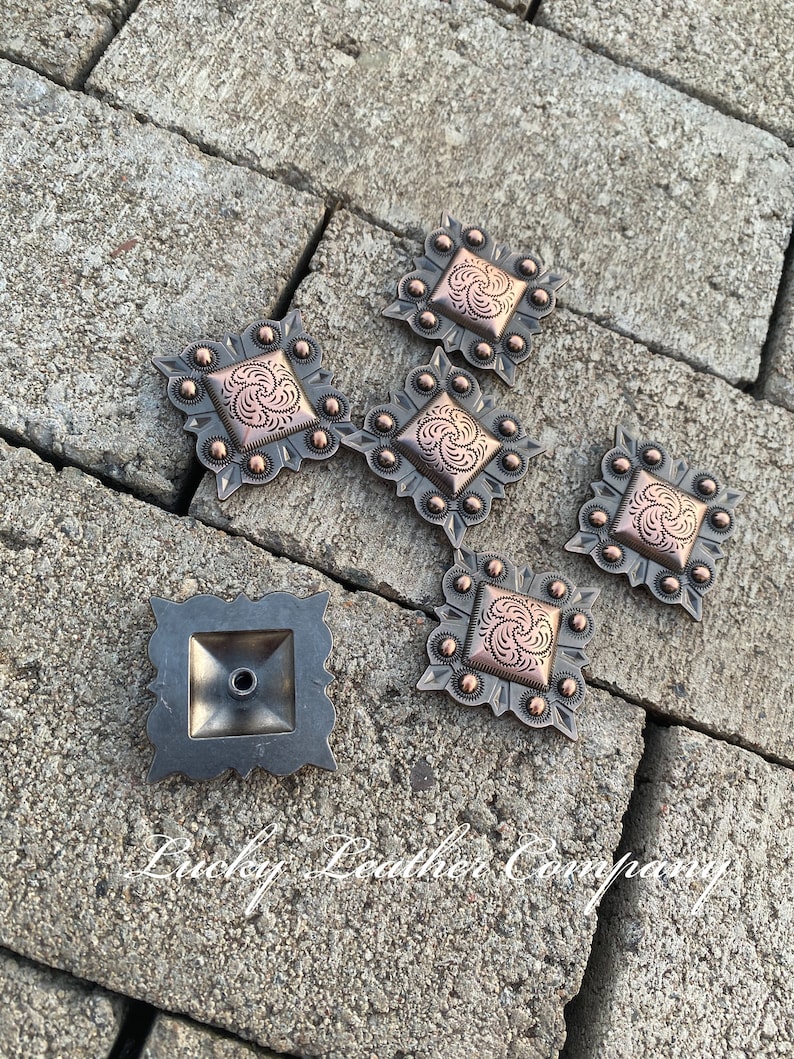 Square Berry Copper Concho, Western Concho, Berry Concho, Tacking ...