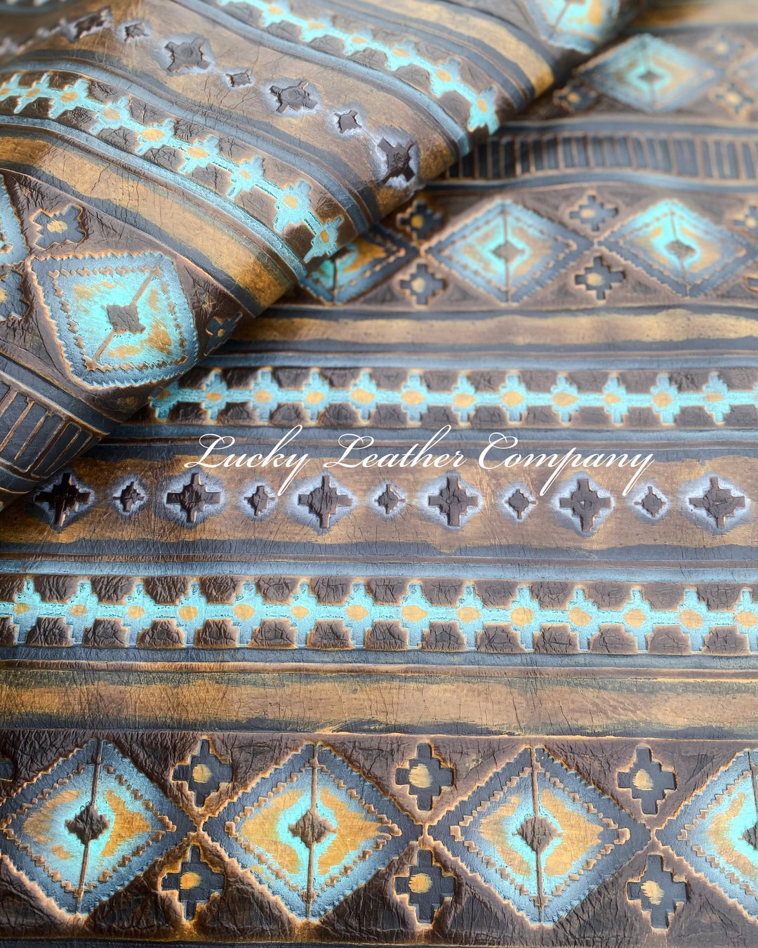 Genuine Navajo Embossed Leather Sheet, Crafting Leather, Tack Making ...