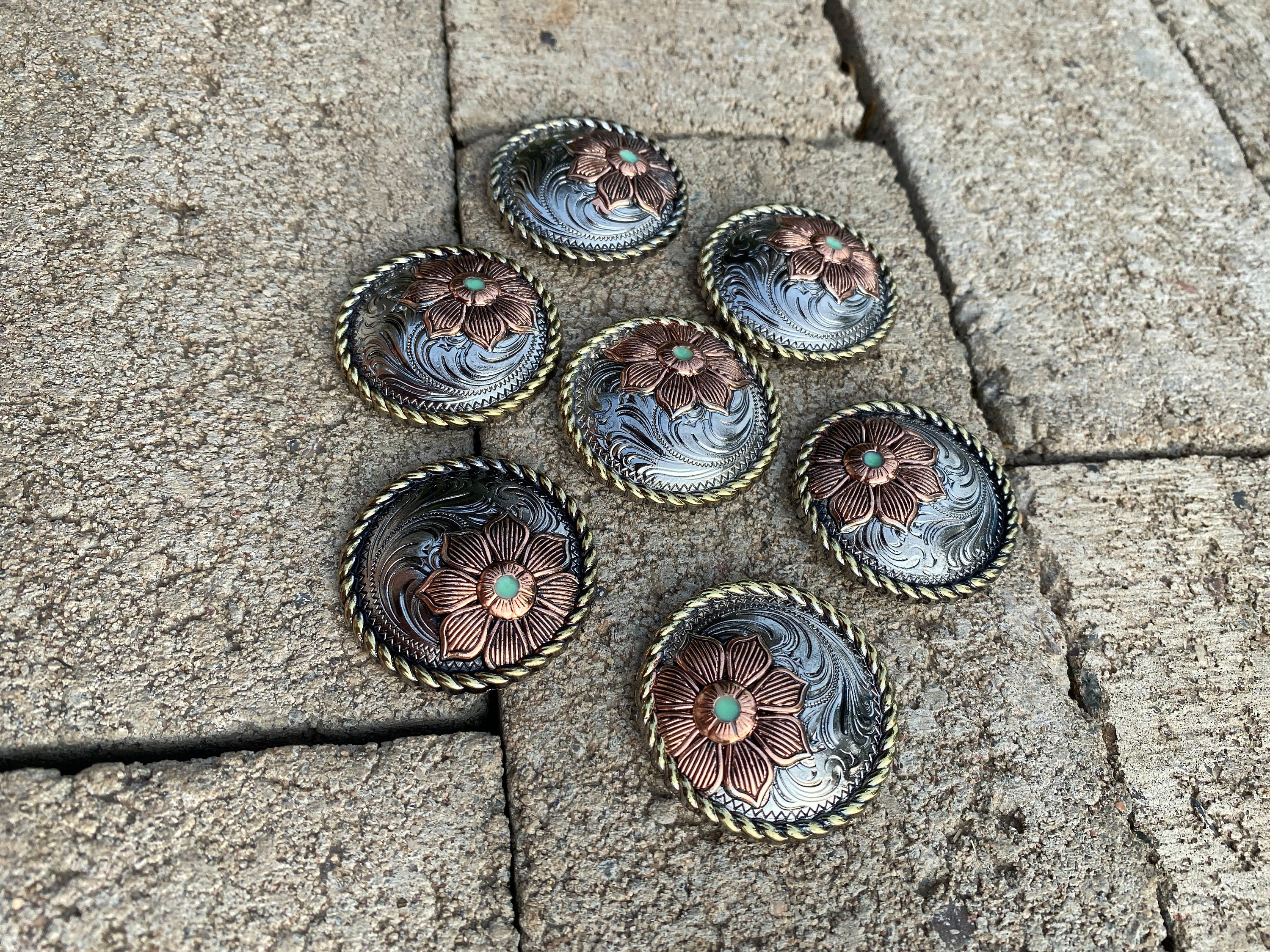 Floral Roped Edge Concho, Unique Concho, Leather Working Concho ...