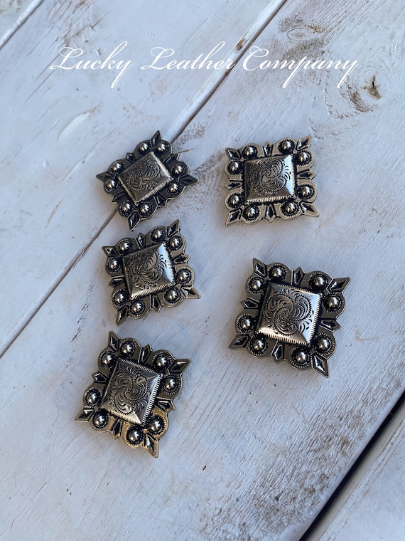 Silver Square Concho Berry Concho Western Concho Tack - Etsy