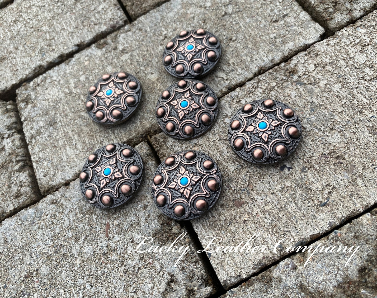 Antique Copper & Turquoise Conchos Western Concho - Etsy