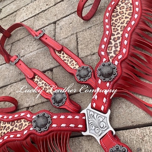 Original Red & Cheetah Tack Set - USA Made - Bling Leather Tack ...