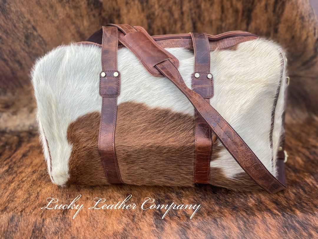 Genuine Cowhide Duffle Bag, Western Accessories, Cowhide Bag, Boho ...