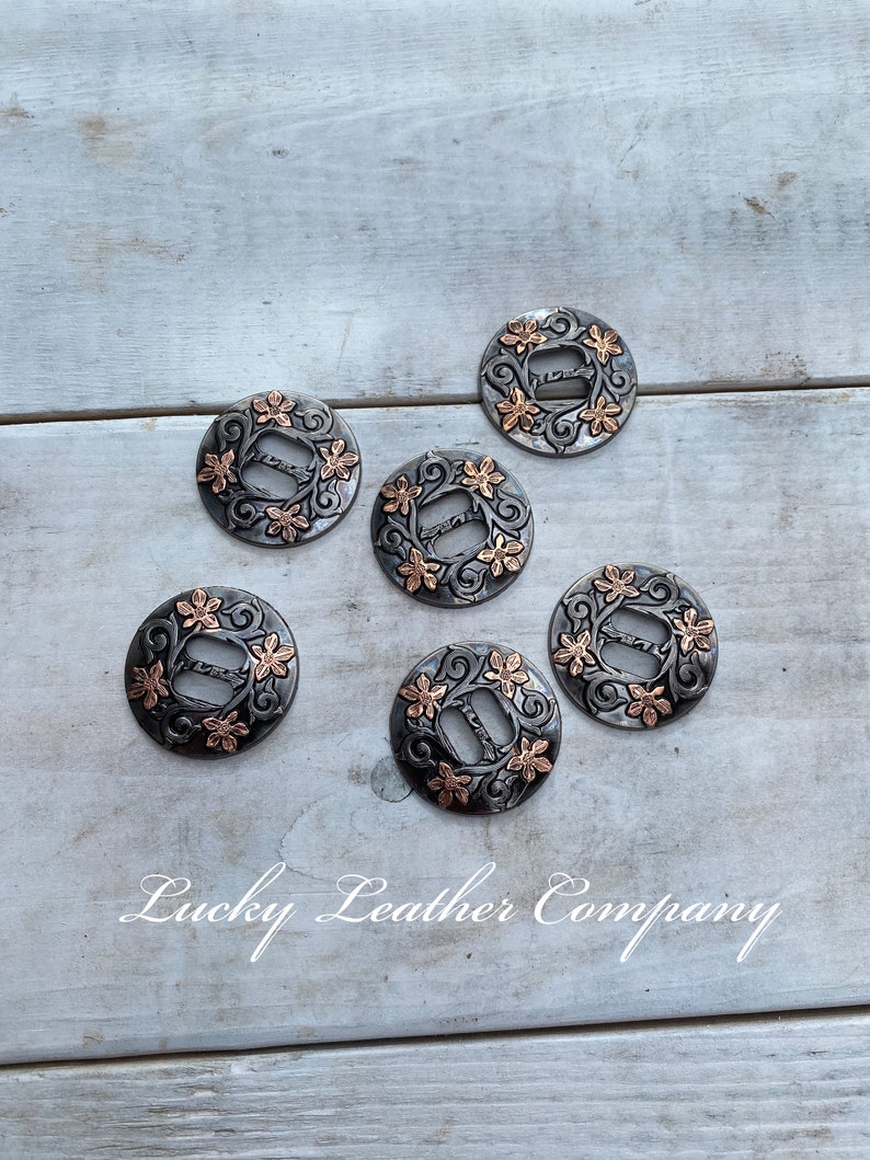 1.5" Slotted Floral Concho, Western Concho, Rose Gold Floral Western ...