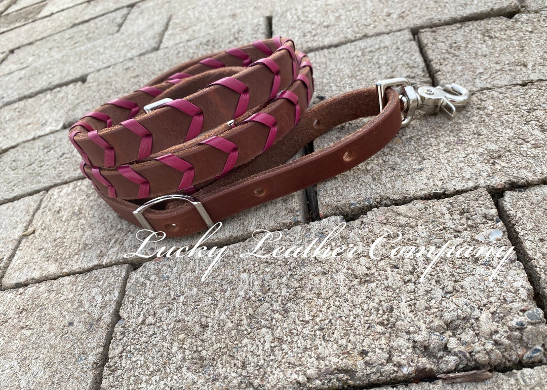 Pink Laced Herman Oak Butter Soft Reins Pink Reins USA Made - Etsy