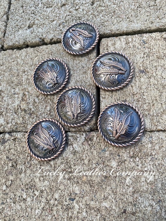 Copper Feather Concho Western Conchos Crafting Conchos - Etsy