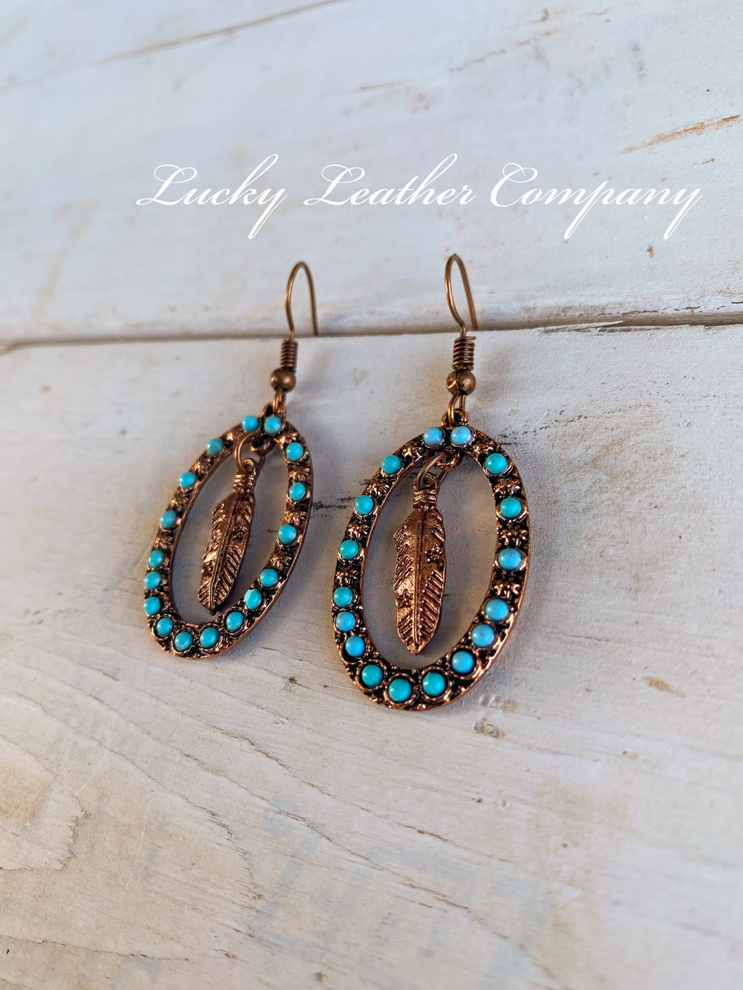 Turquoise Feather Earrings, Western Earrings, Western Turquoise Jewelry ...
