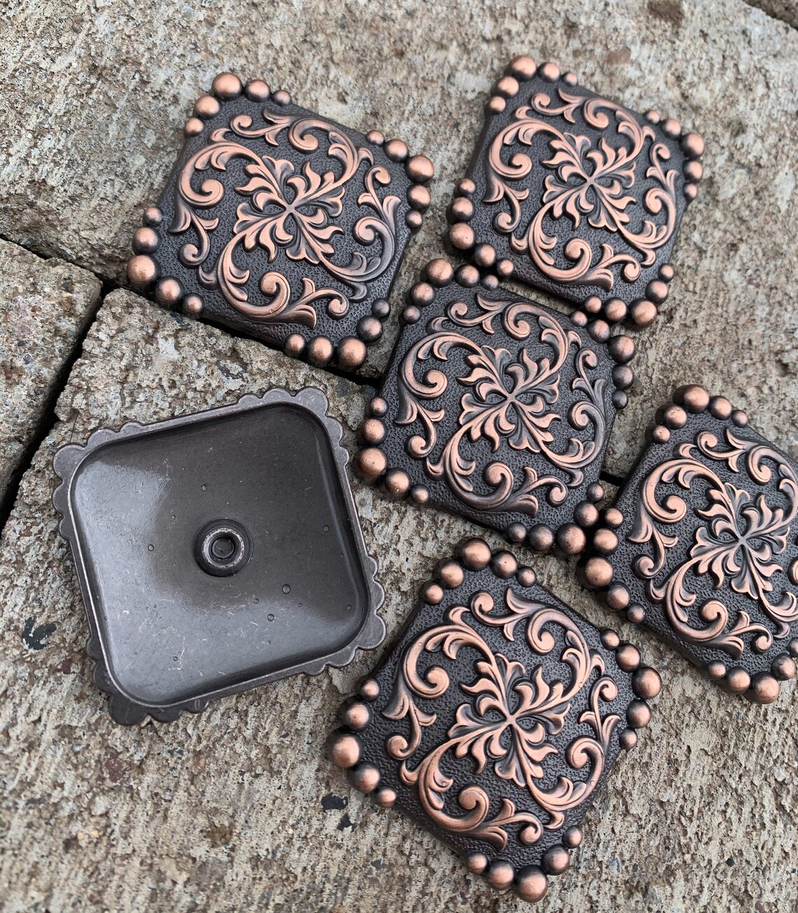 Antique Copper Square Conchos, Western Concho, Replacement Concho ...