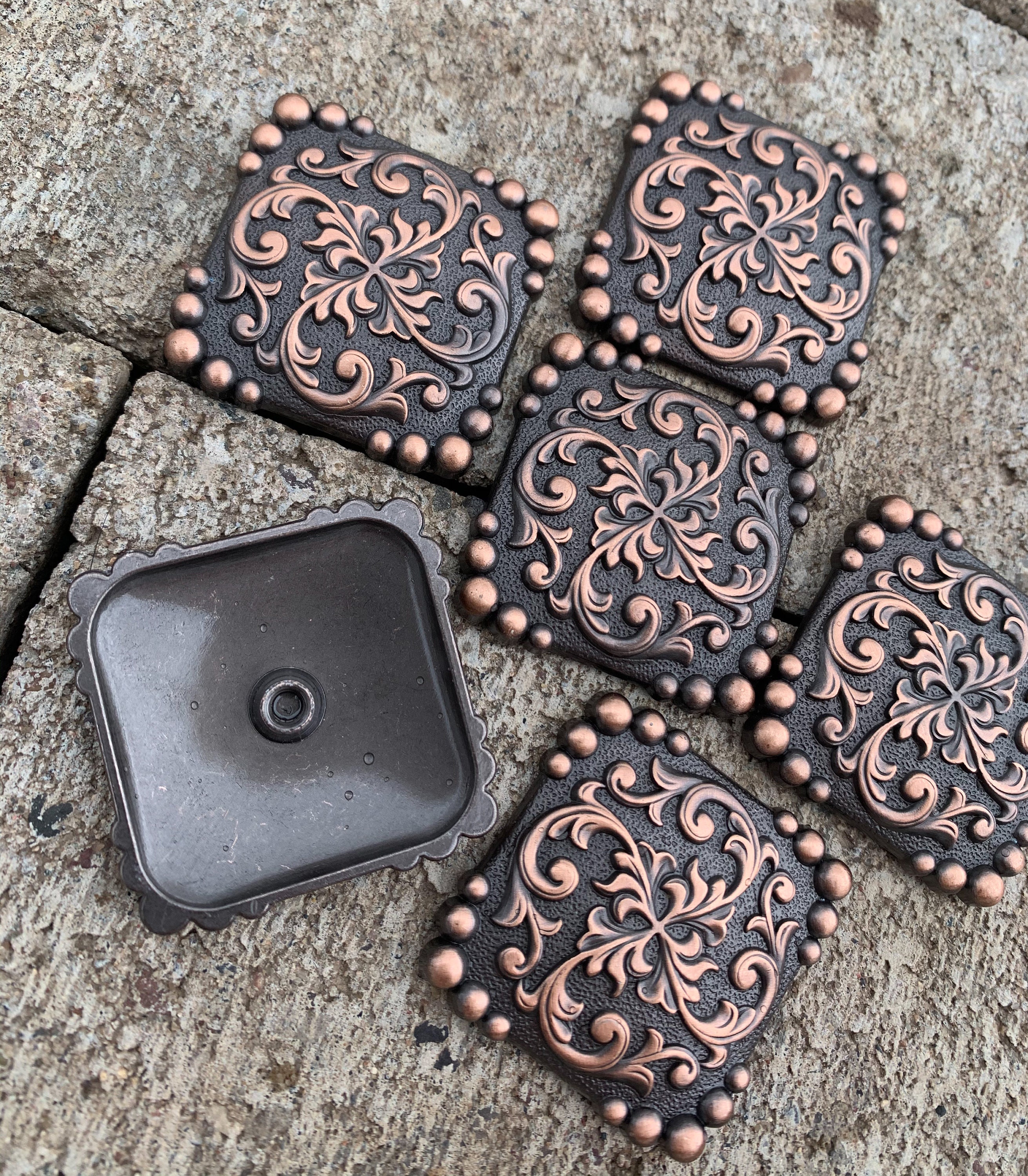 Antique Copper Square Conchos, Western Concho, Replacement Concho ...