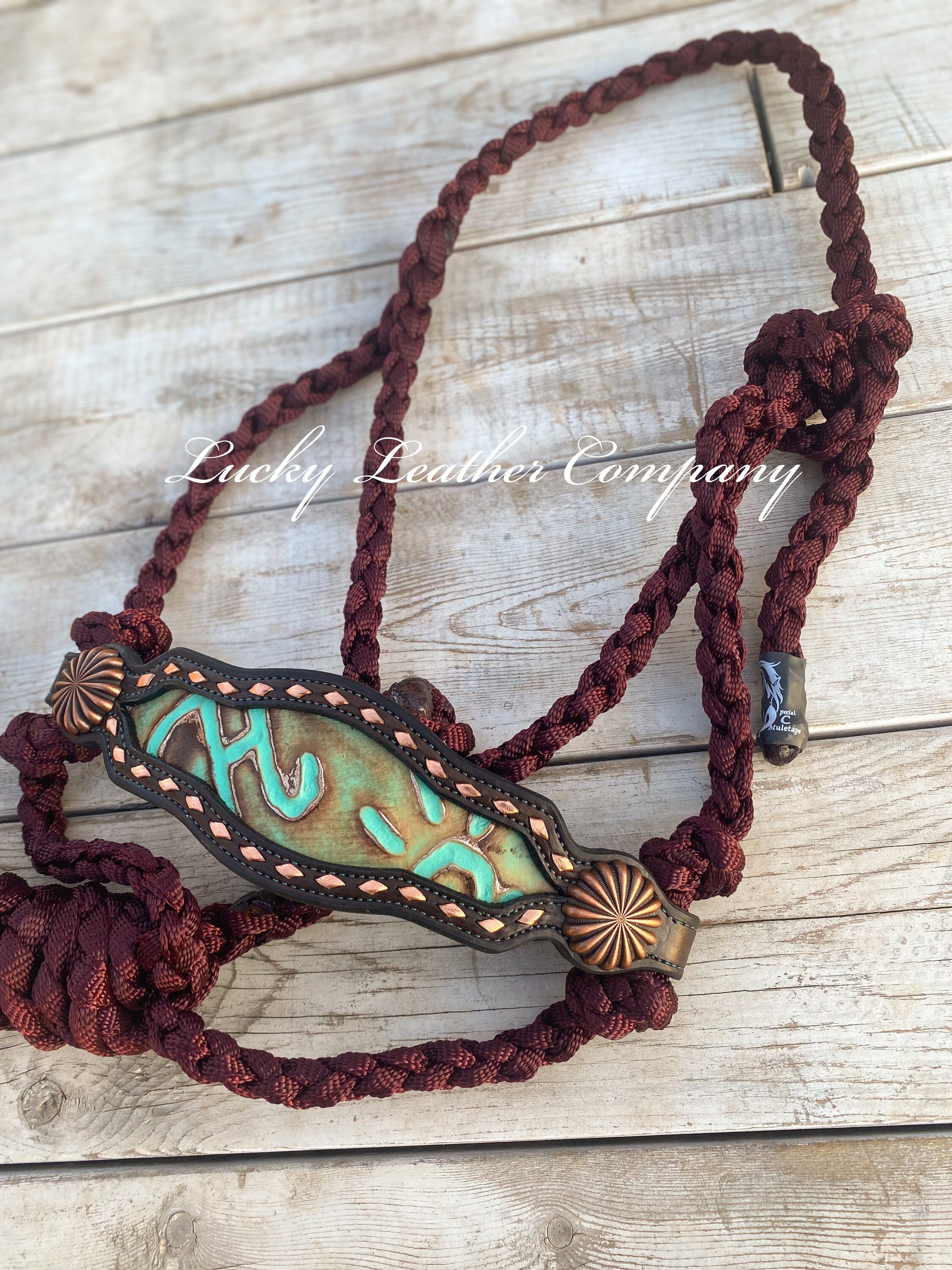Maroon & Copper Branded Mule Tape Halter, Horse Halter, USA Made ...